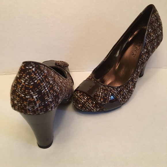 Bumper | Shoes | New Classy Brown Plaid Heels | Poshmark